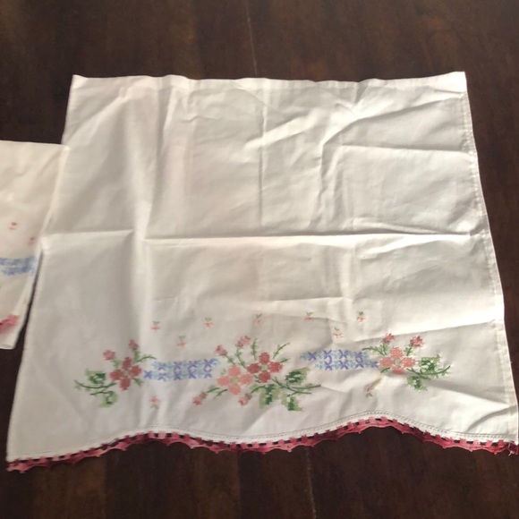 Handmade | Accents | Two Side Table Hand Embroidered Scarves Edged In ...